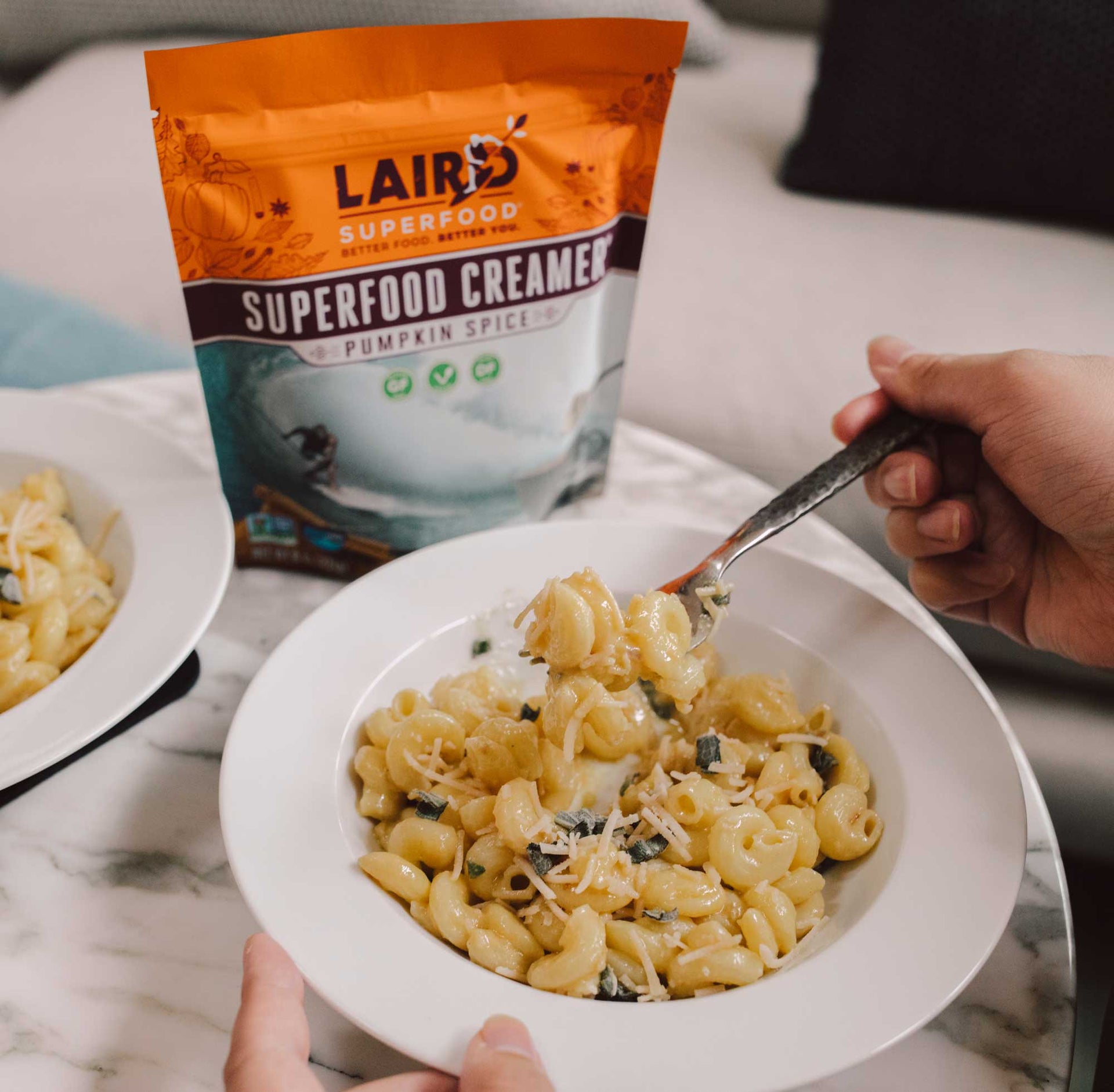 Vegan Pumpkin Alfredo Pasta Recipe | Laird Superfood
