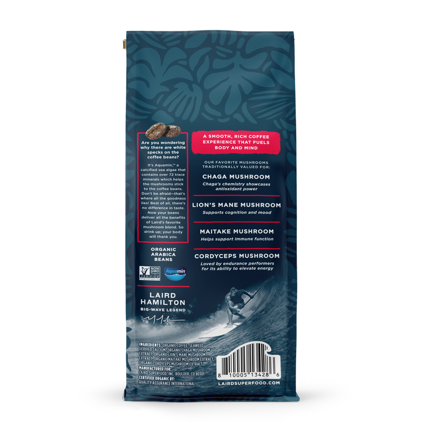 Organic Perform Functional Mushroom Whole Bean Dark Roast Coffee ...