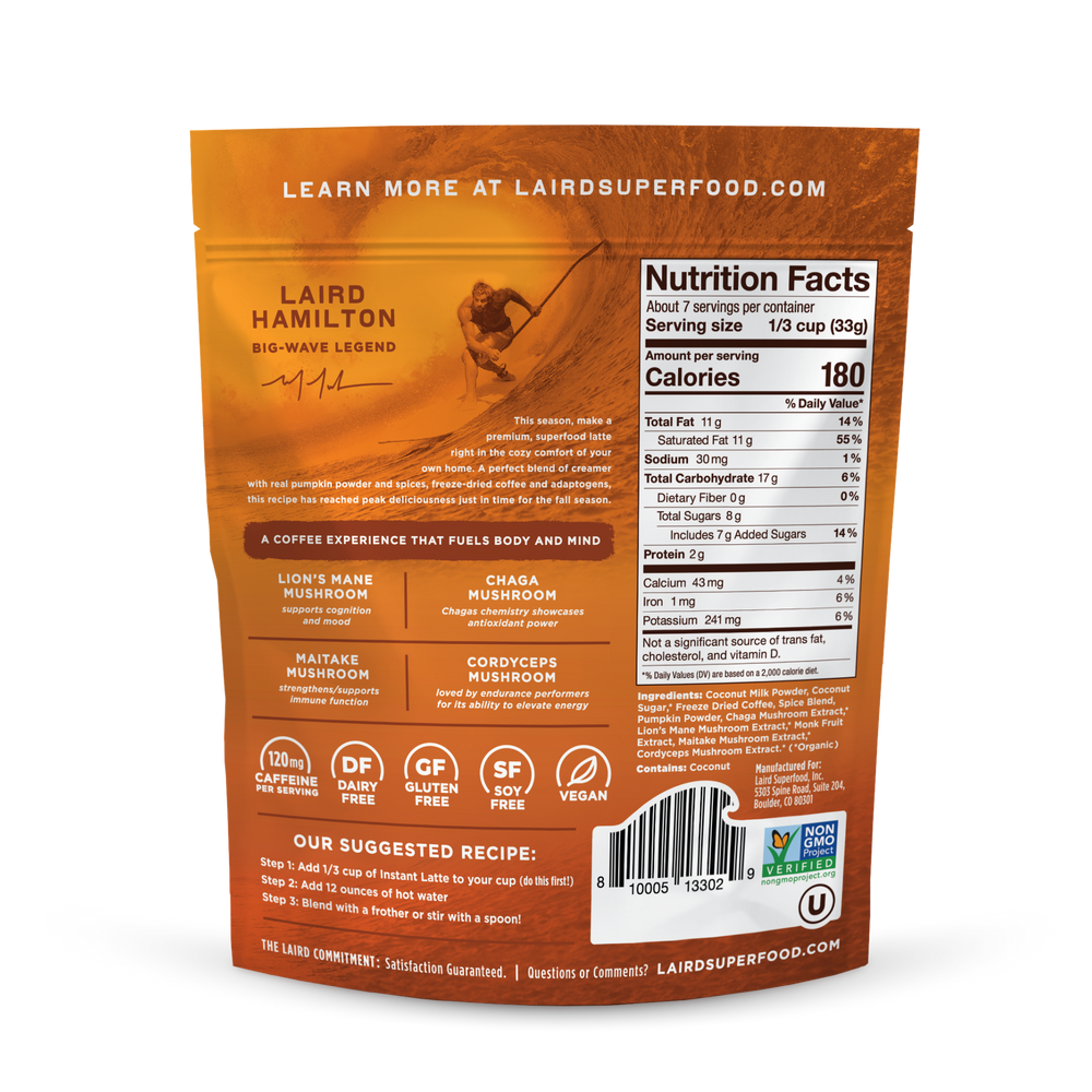 Pumpkin Spice Instant Latte with Adaptogens | Laird Superfood